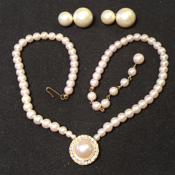 Marvella | Jewelry | Vintage Marvella Pearl Necklace Earrings | Poshmark